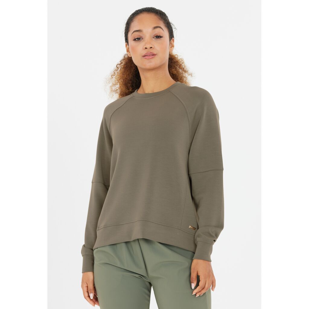 Athlecia Jacey W Crew Neck - naisten pitkähihainen paita (oliivi)